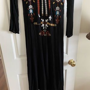 Boutique | Dresses | Nwt Black Colorful Ethnic Print Long Maxi Dress ...